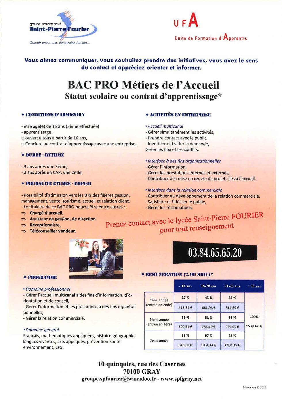 Bac Pro Métiers de l'accueil - Lycée Saint-Pierre Fourier